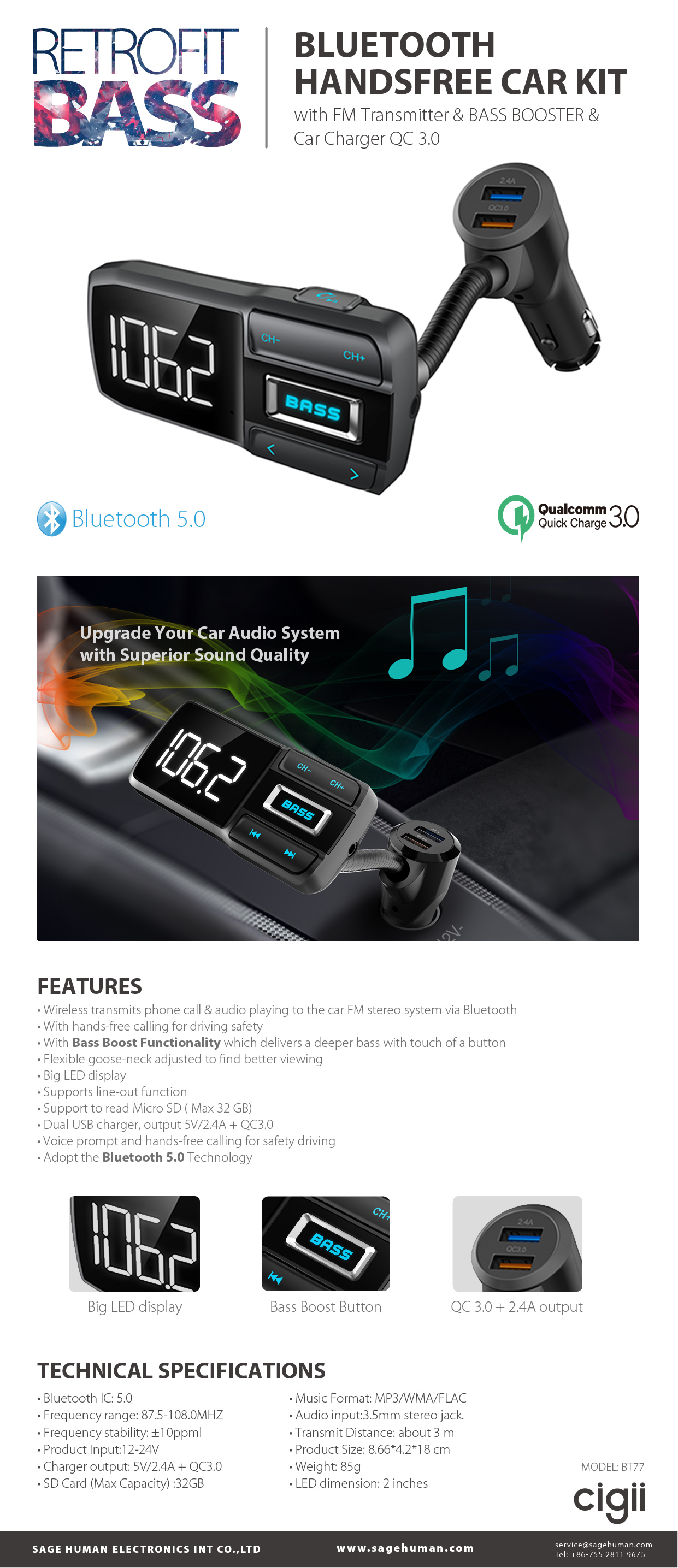 BT77D - Buy Product on Sage Human Electronics International CO., LTD